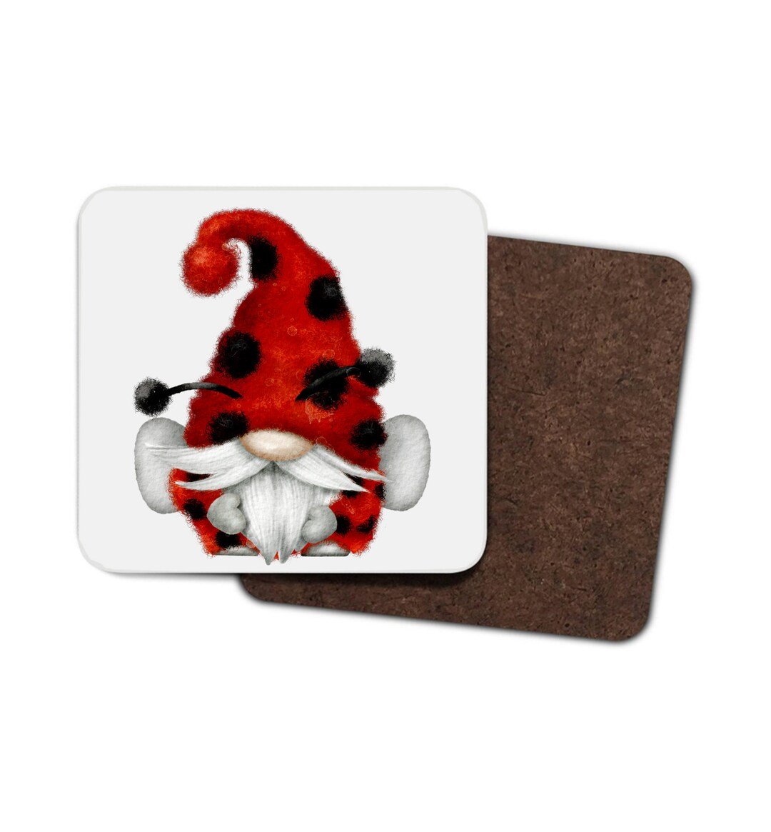 Ladybug Gnome Hardboard Coaster Ladybird Coaster Gonk - Etsy