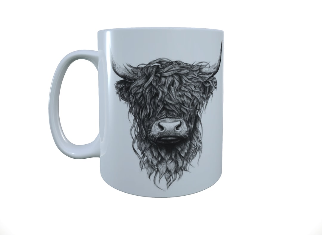 Highland Cow Ceramic Mug, Highland Cow Mug, Highland Cow Latte Mug ...