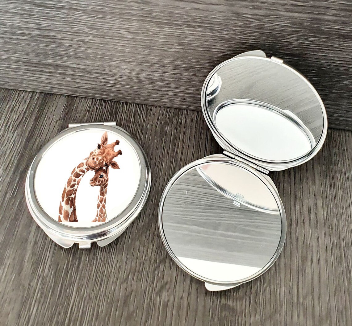 Giraffe Personalized Compact Mirror Round Compact Mirror - Etsy