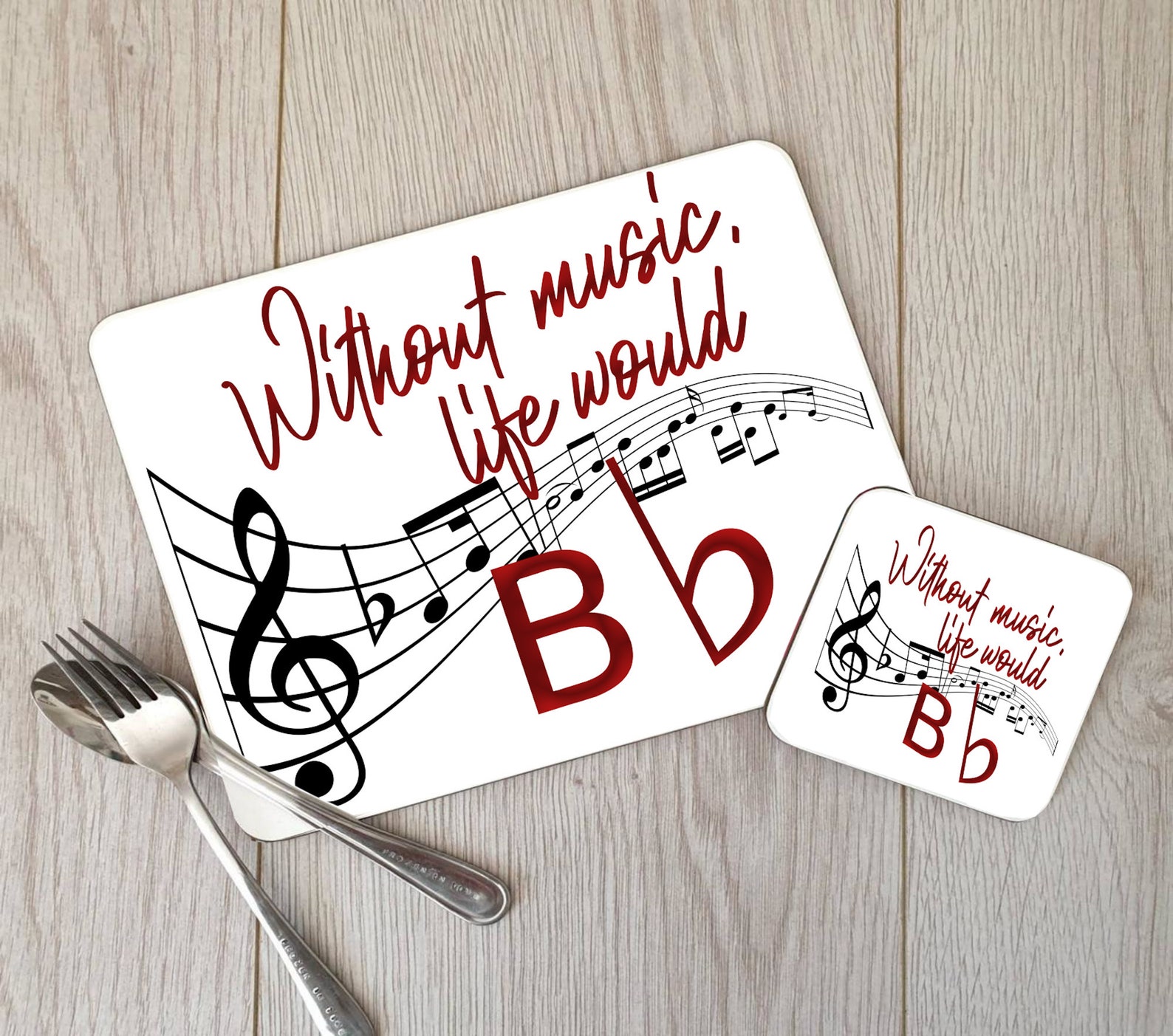 Musical Note Hardboard Placemat and Coaster Set Music Table | Etsy