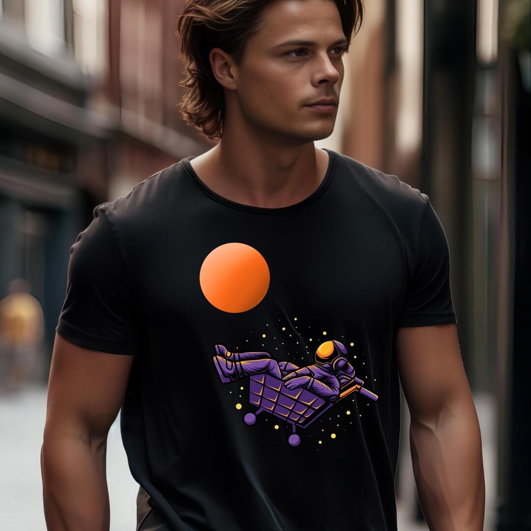 Space Cart Tshirt Men Women Graphic Tee Gift T-shirt Astronaut Outer ...