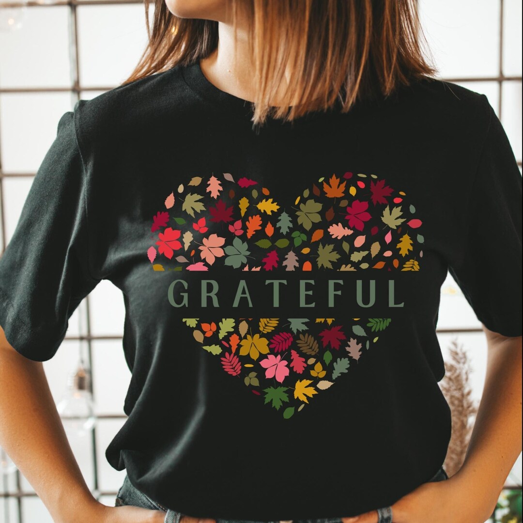 Fall T-shirt Boho Women Shirt Gift Grateful Tee Autumn Tshirt Leaves ...