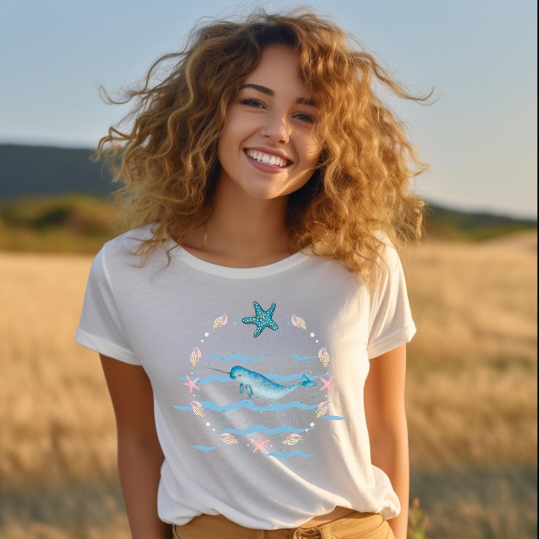 Narwhal Ocean Shirt Women's Top Gift T-shirt Unicorn of the Sea Tshirt ...