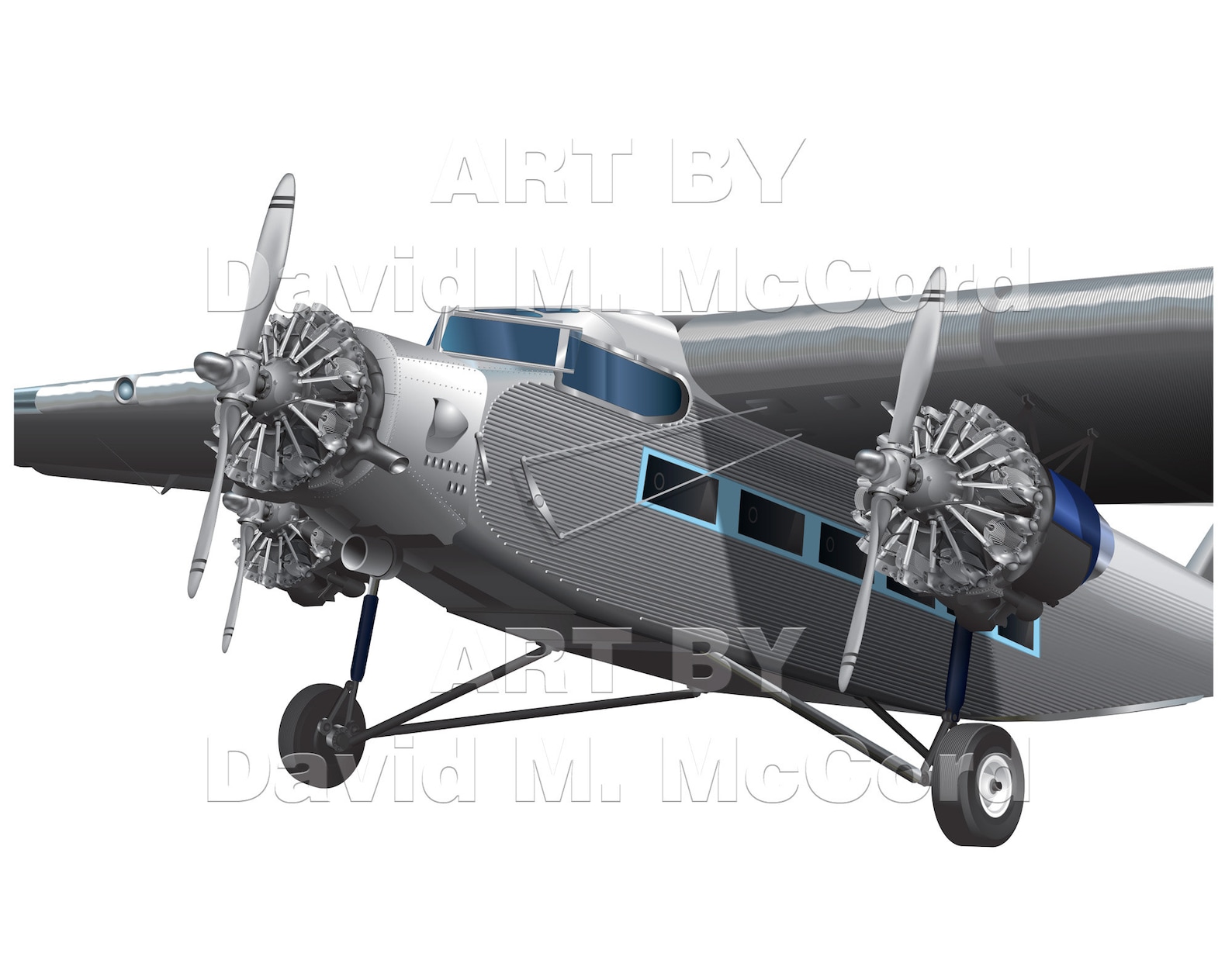 Ford Tri-motor Vintage Aircraft Illustration - Etsy