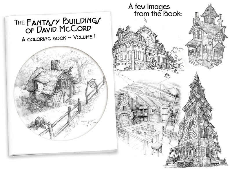 Coloring Book of Fantasy Buildings by David Mccord - Etsy