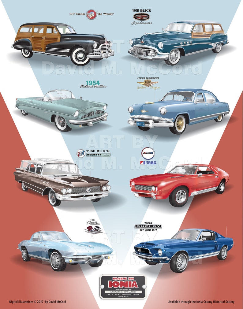 Made in Ionia - A Poster of Classic Cars Which Were Built in the ...