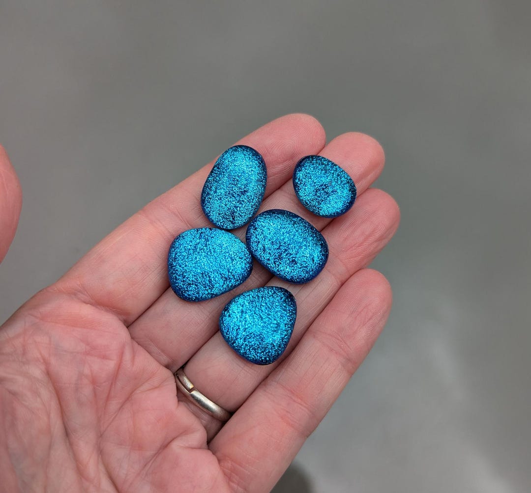 Mix of 5 Glass Cabochon, Offcuts Dichroic Glass, Art Glass Cabochon ...