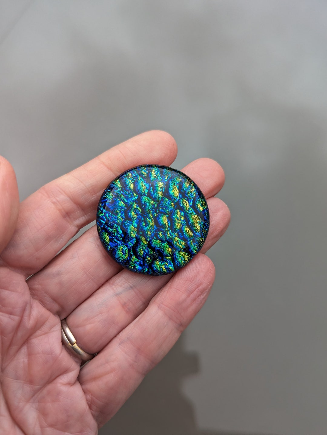 Dichroic Glass Cabochon, 39mm Art Glass Cabochon, Unique Cabochon ...