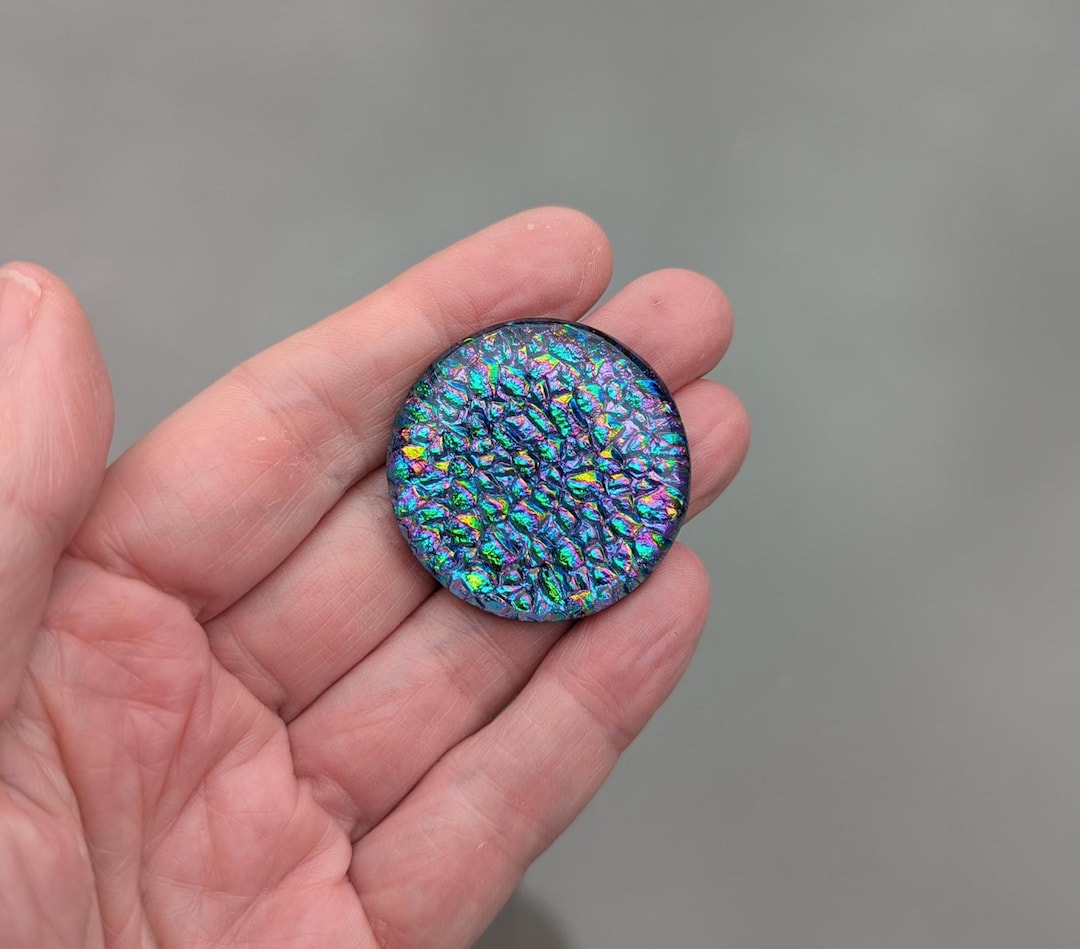 Dichroic Glass Cabochon, 38mm Art Glass Cabochon, Unique Cabochon ...
