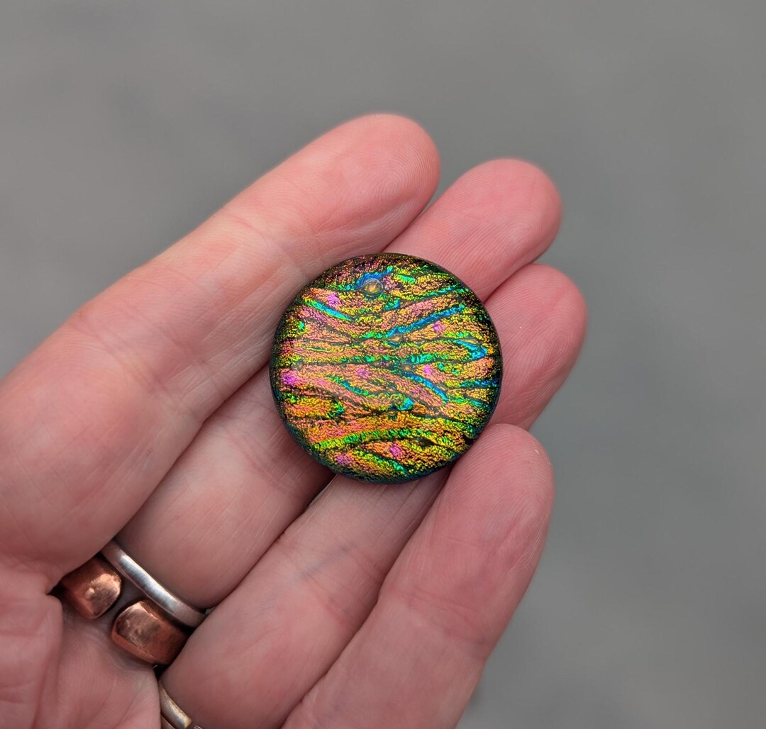 Dichroic Glass Cabochon, 28mm Art Glass Cabochon, Unique Cabochon ...
