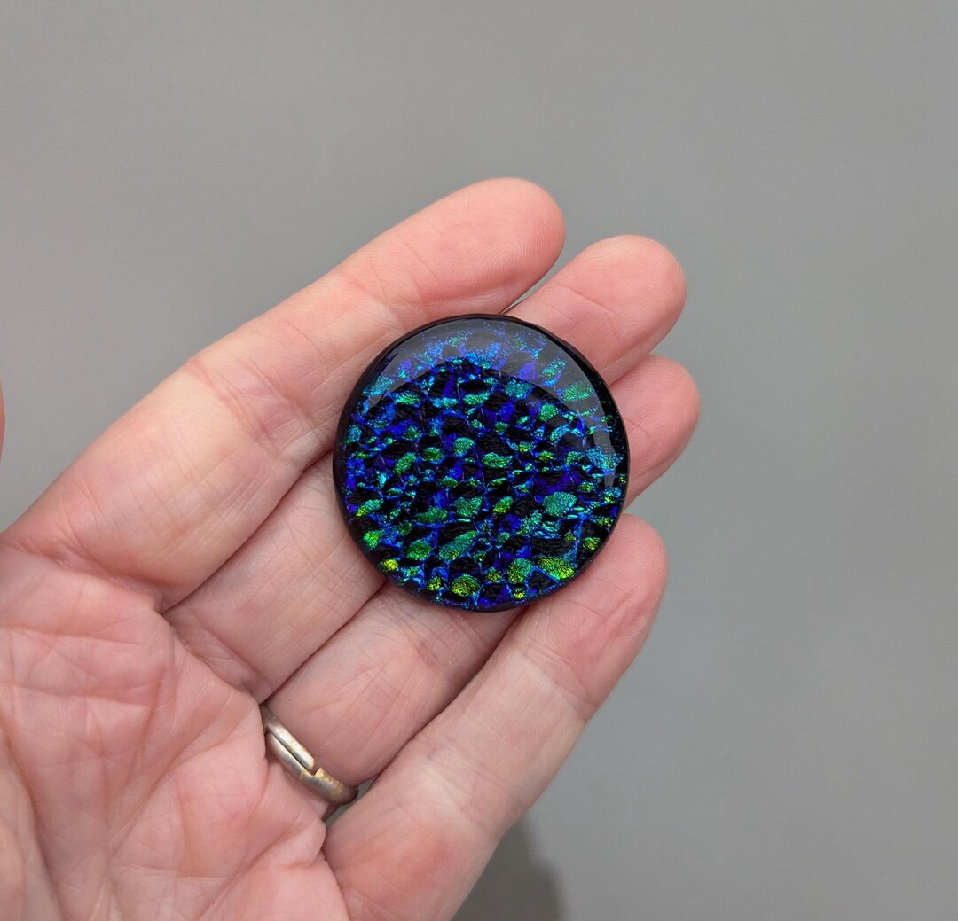 Dichroic Glass Cabochon, 38mm Art Glass Cabochon, Unique Cabochon ...