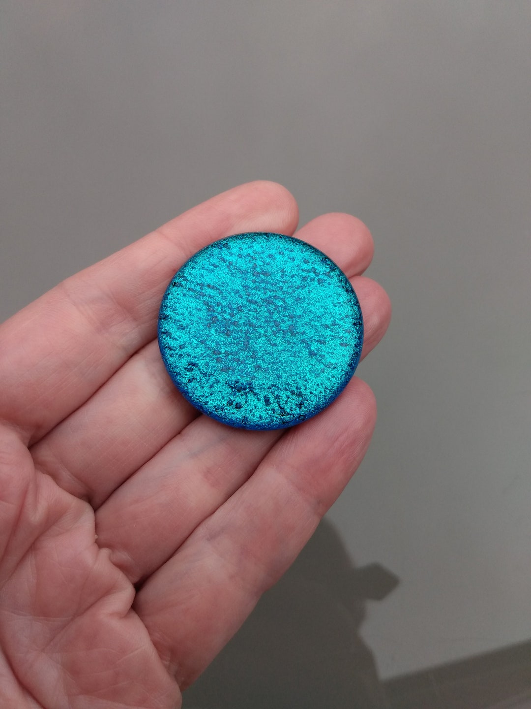 Blue Dichroic Glass Cabochon, 43mm Art Glass Cabochon, Blue Cabochon ...