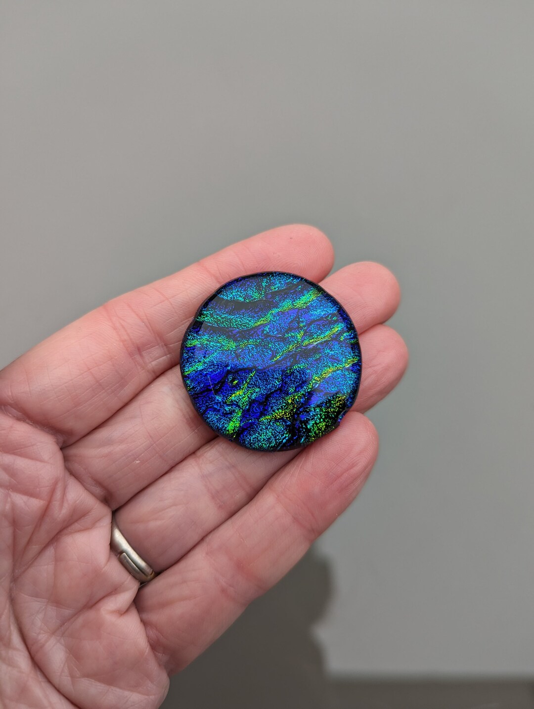 Dichroic Glass Cabochon, 37mm Art Glass Cabochon, Unique Cabochon ...