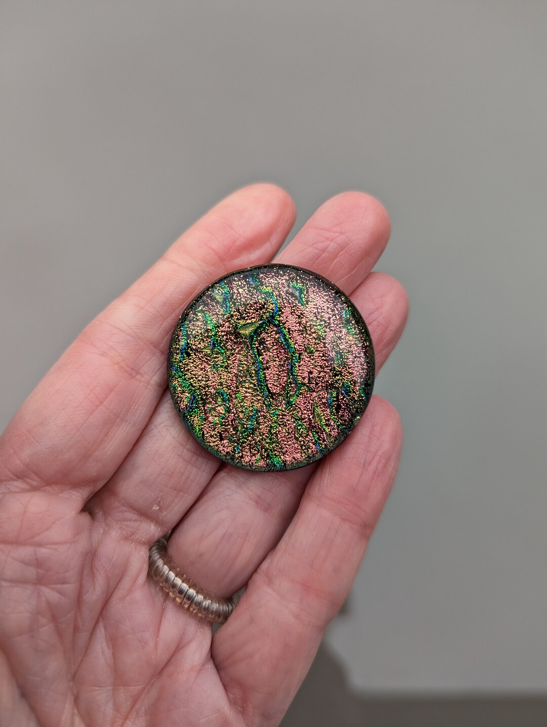 Dichroic Glass Cabochon, 38mm Art Glass Cabochon, Unique Cabochon ...
