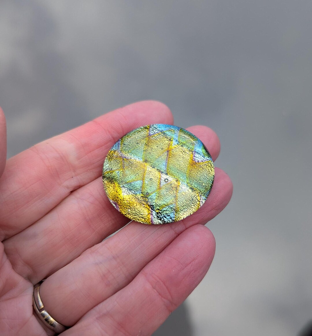 Dichroic Glass Cabochon, 36mm Art Glass Cabochon, Unique Cabochon ...