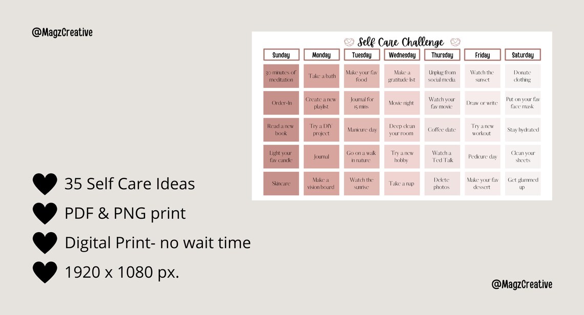 SELF CARE CHALLENGE | Planner | Printable | Worksheet | Checklist ...