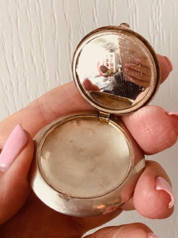 Antique VICTORIAN Silver LOCKET - Mirror, Hair Cont… - Gem