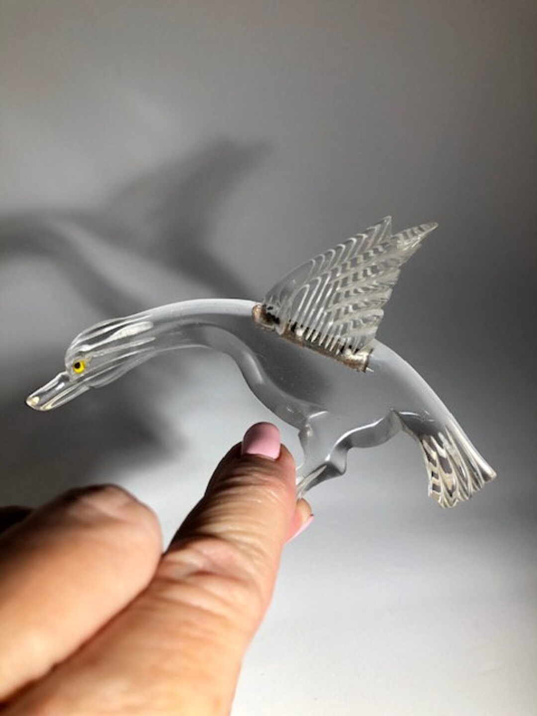 Graceful Vintage Clear LUCITE Reversed Carved GOOSE Pin/brooch - Circa ...