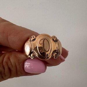 Antique ART NOUVEAU 10K Signet RING Initial D, Size 12 - Circa 1890 ...