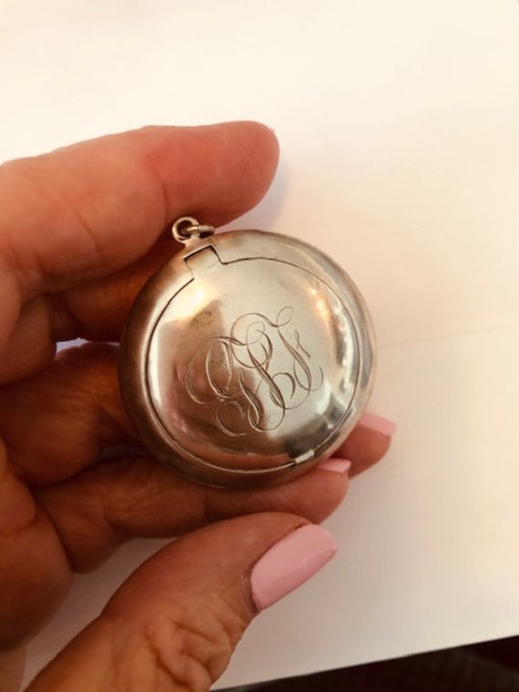 Antique VICTORIAN Silver LOCKET - Mirror, Hair Cont… - Gem