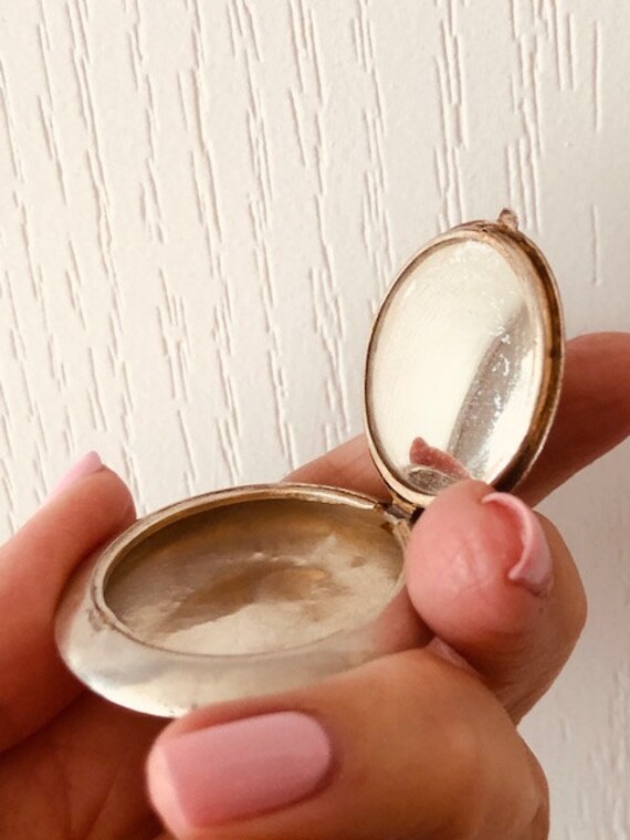 Antique VICTORIAN Silver LOCKET - Mirror, Hair Cont… - Gem