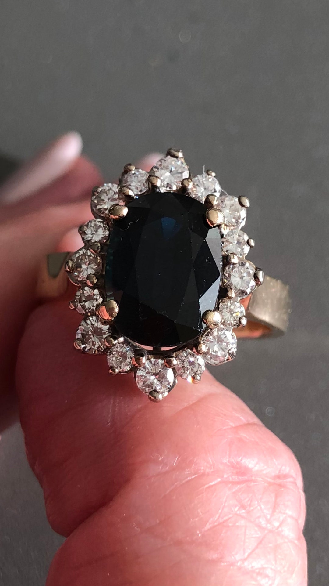 Lady Di Style Engagement Ring Vintage 1981 STUNNER Huge 14K - Etsy