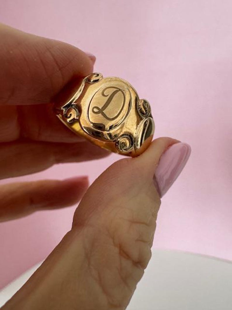 Antique ART NOUVEAU 10K Signet RING Initial D, Size 12 - Circa 1890 ...