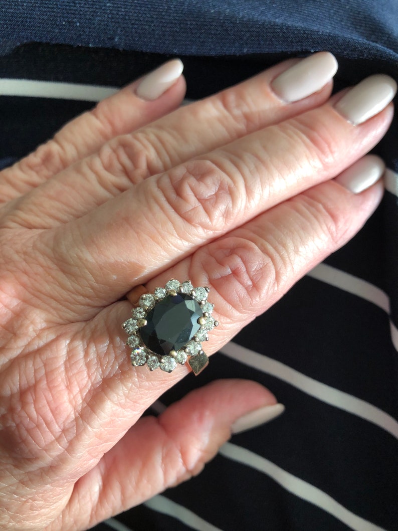 Lady Di Style Engagement Ring Vintage 1981 Huge 14K Gold 3.5 Carats ...