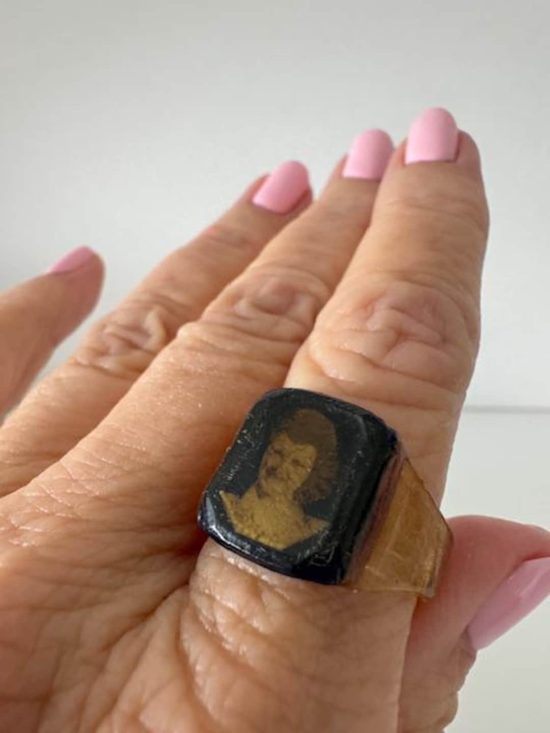 RARE Antique Celluloid PRISON Ring With Sweetheart Photo Circa 1930's ...