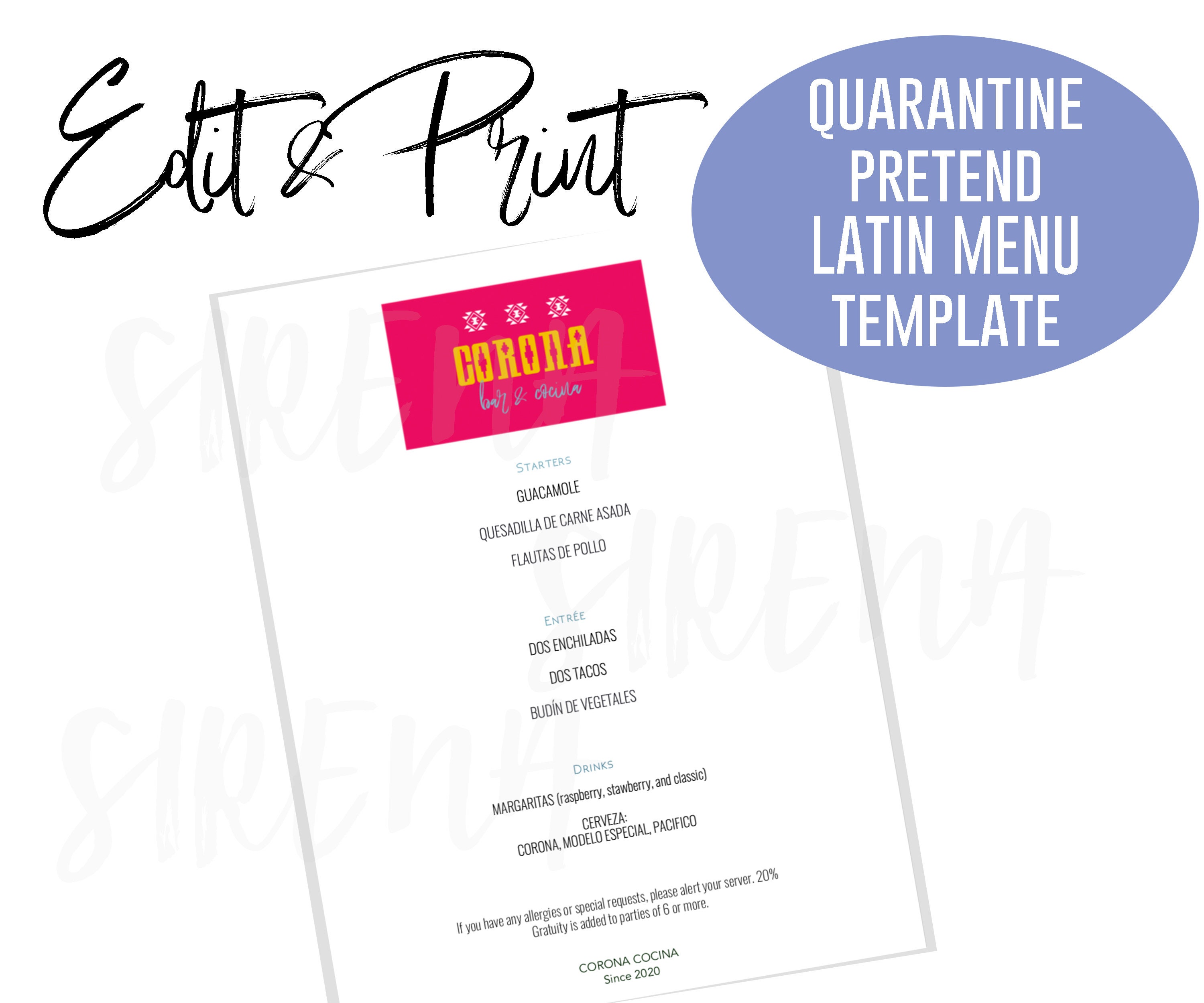 Sushi Printable Make Believe Editable Fake Custom Quarantine Pretend ...