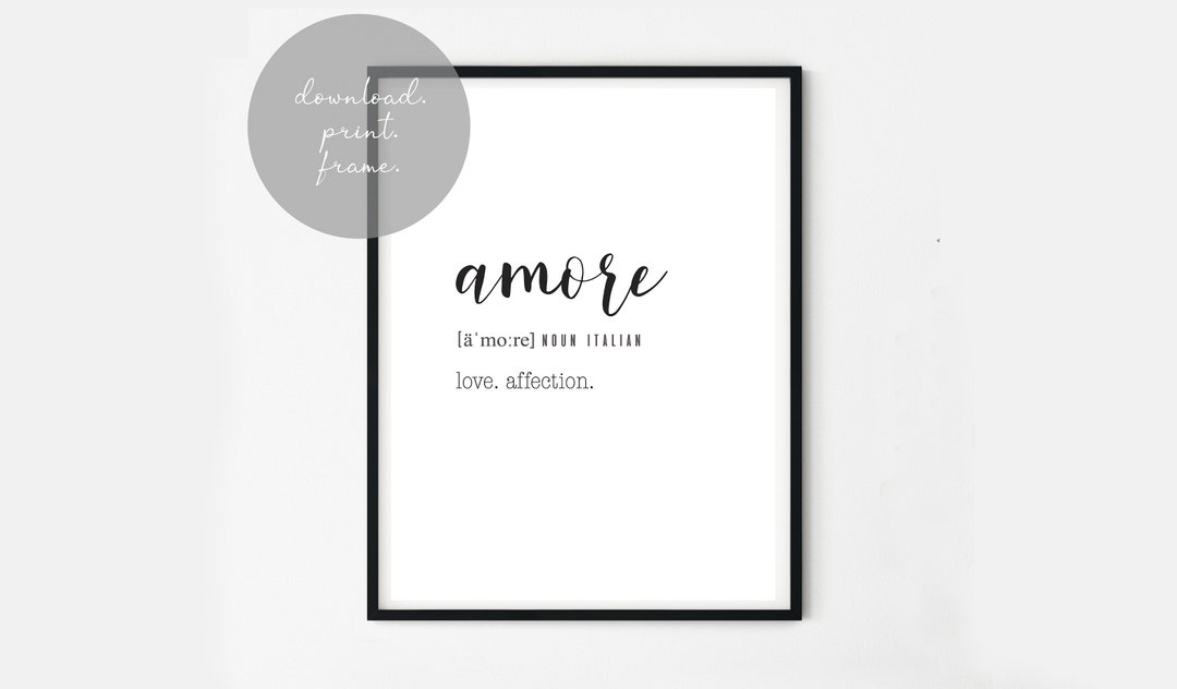 Amore Definition Print, Printable Wall Art, Digital Download, Poster ...
