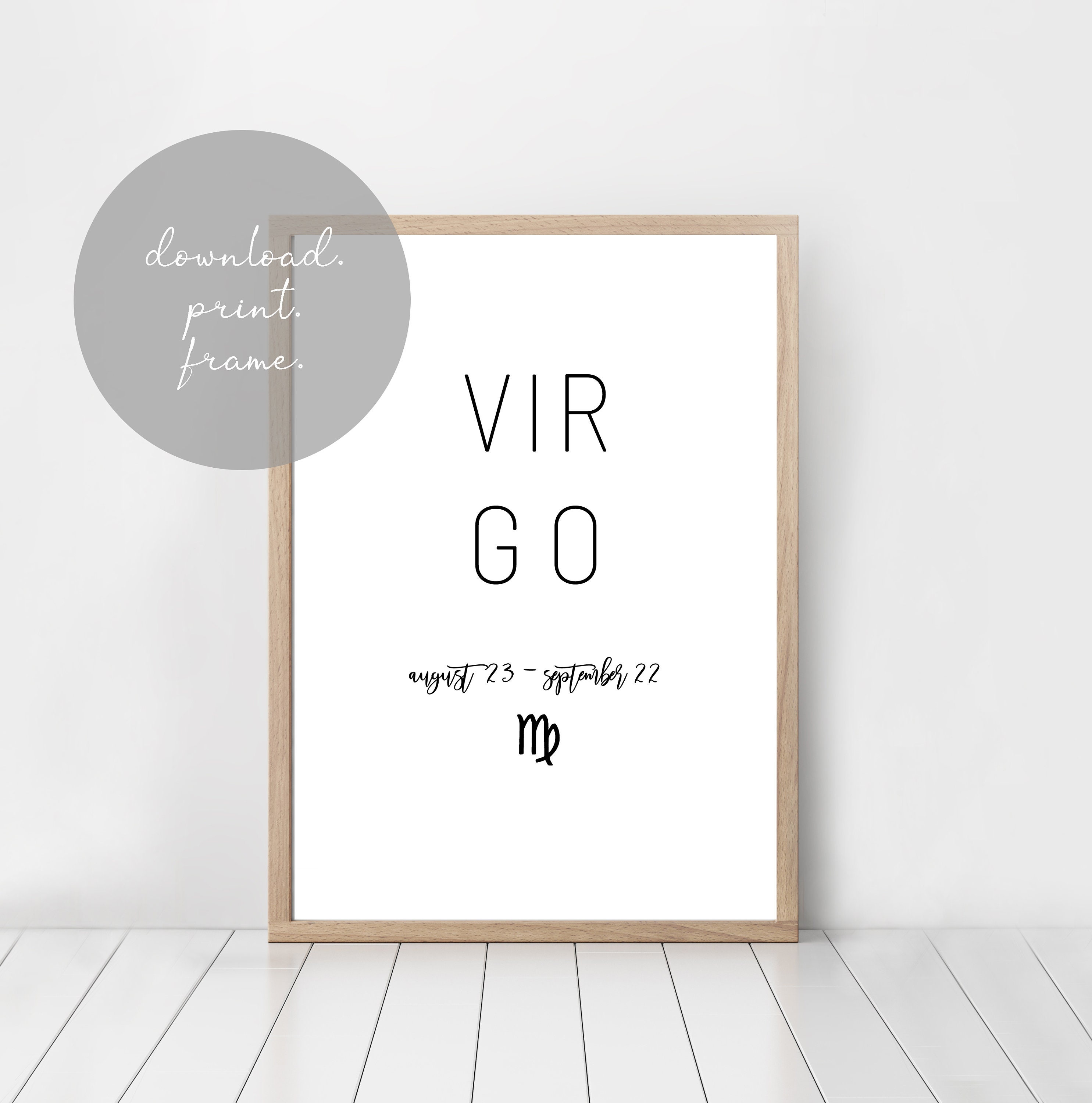 Virgo Minimalist Print, Printable Wall Art, Digital Download, Poster ...