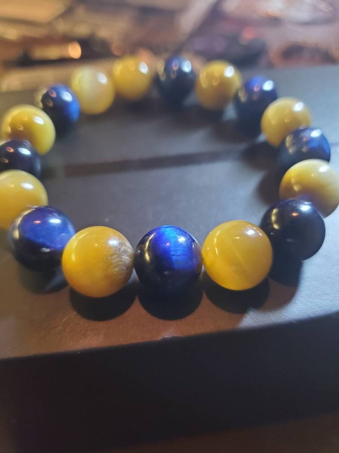 Sigma Gamma Rho Colors Blue and Gold Tiger Eye Bracelet - Etsy
