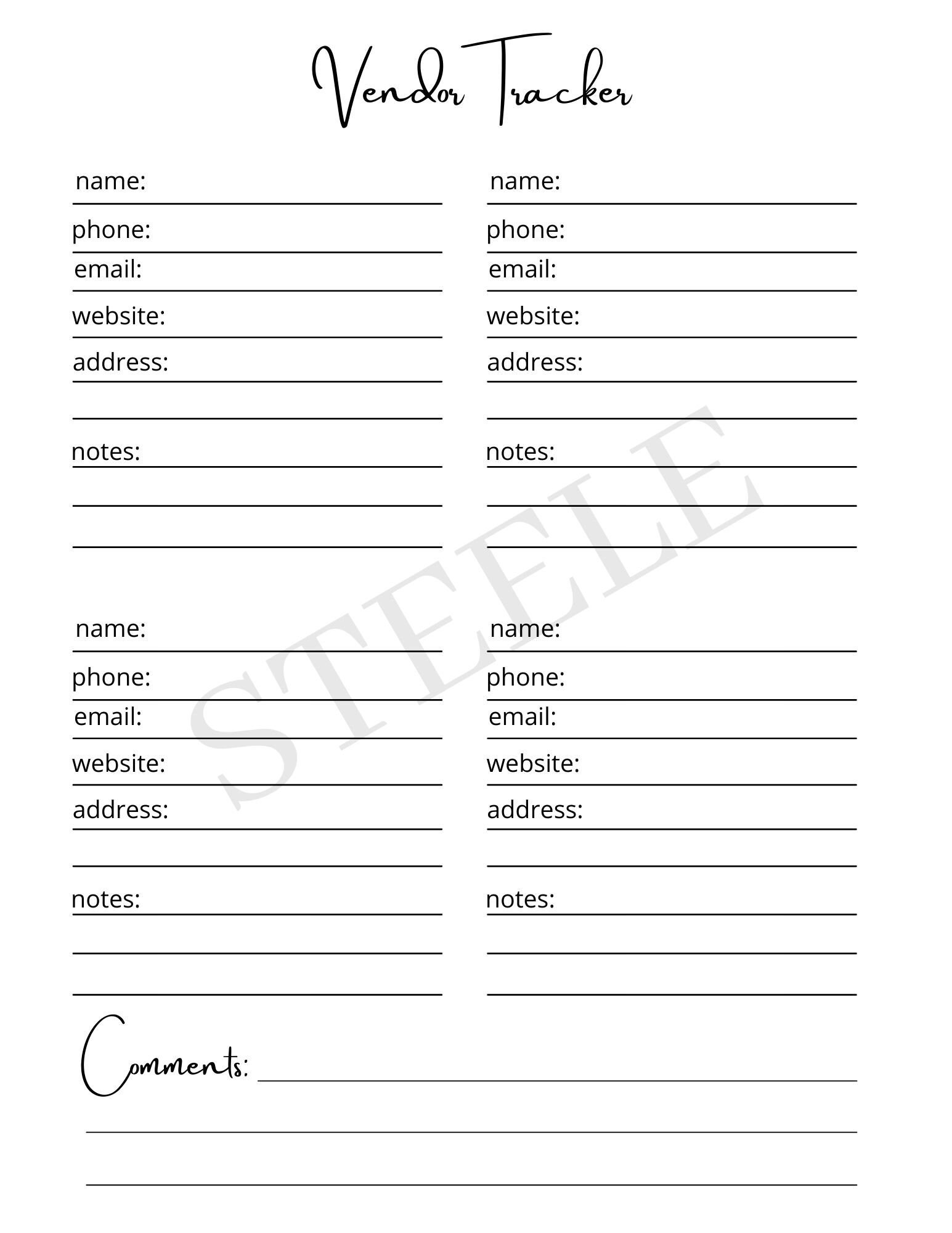 Small Business Vendor Tracker Template | Etsy