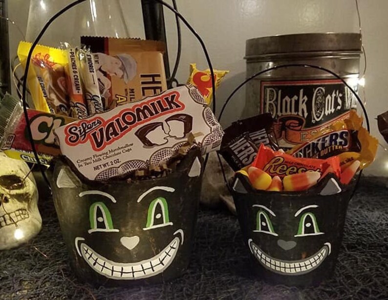 Halloween Vintage-style Paper Mache Cat Buckets: magic | Etsy Halloween Vintage-style Paper Mache Cat Buckets: magic | Etsy
