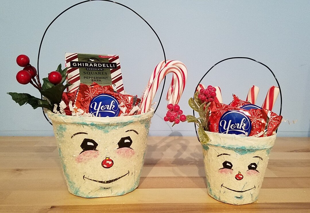 Vintage-style Snowman Bucket - Etsy