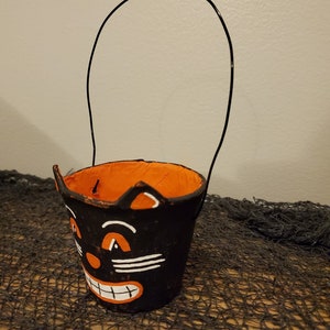 Halloween Vintage-style Paper Mache Cat Buckets: "magic the Cat" Our ...