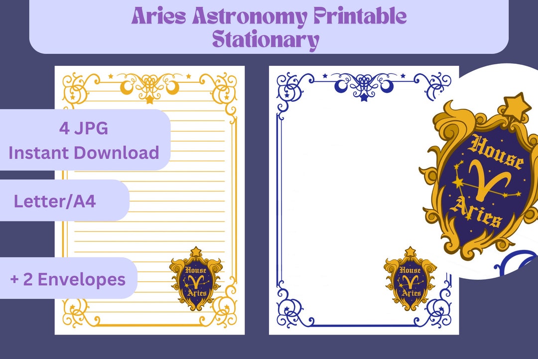 Aries Zodiac Sign Astrology Horoscope Printable Stationery /printable ...