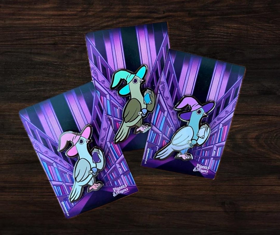 Pigeon Wizard Hard Enamel Pin (dnd, Bird, Dove, Warlock ) - Etsy