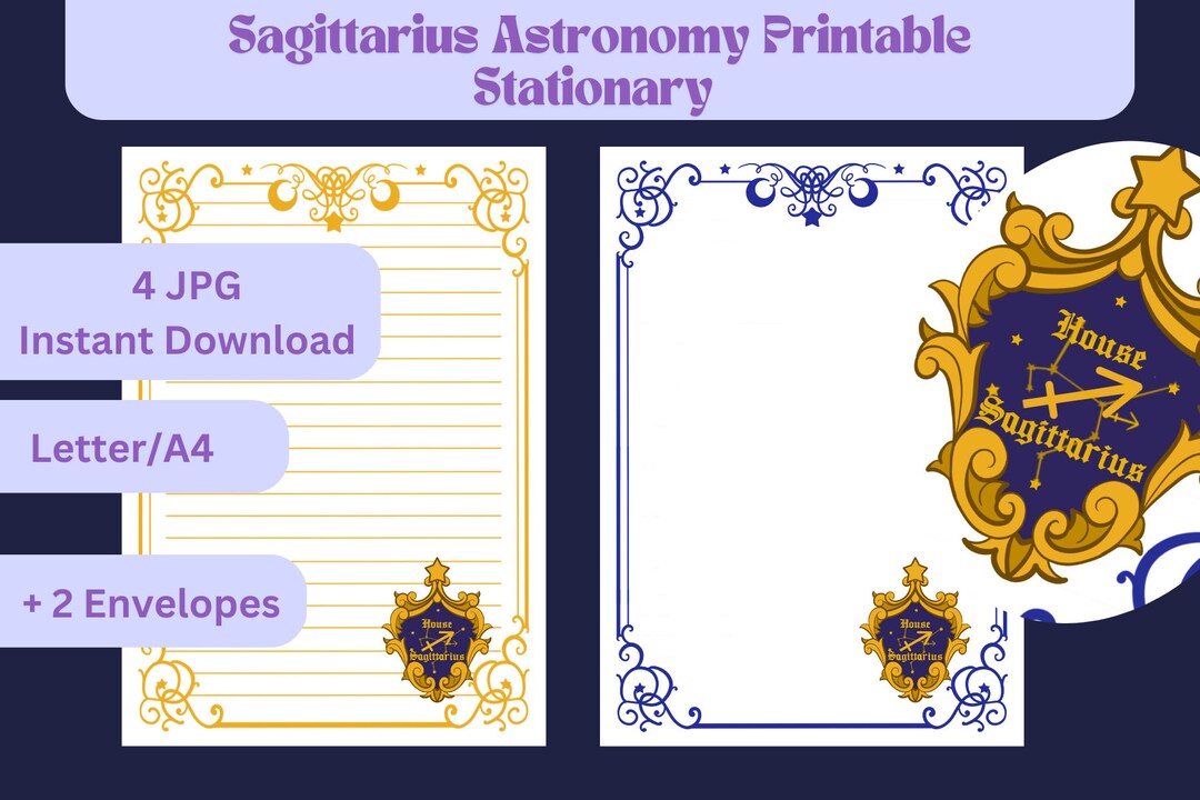 Sagittarius Zodiac Sign Astrology Horoscope Printable Stationery ...