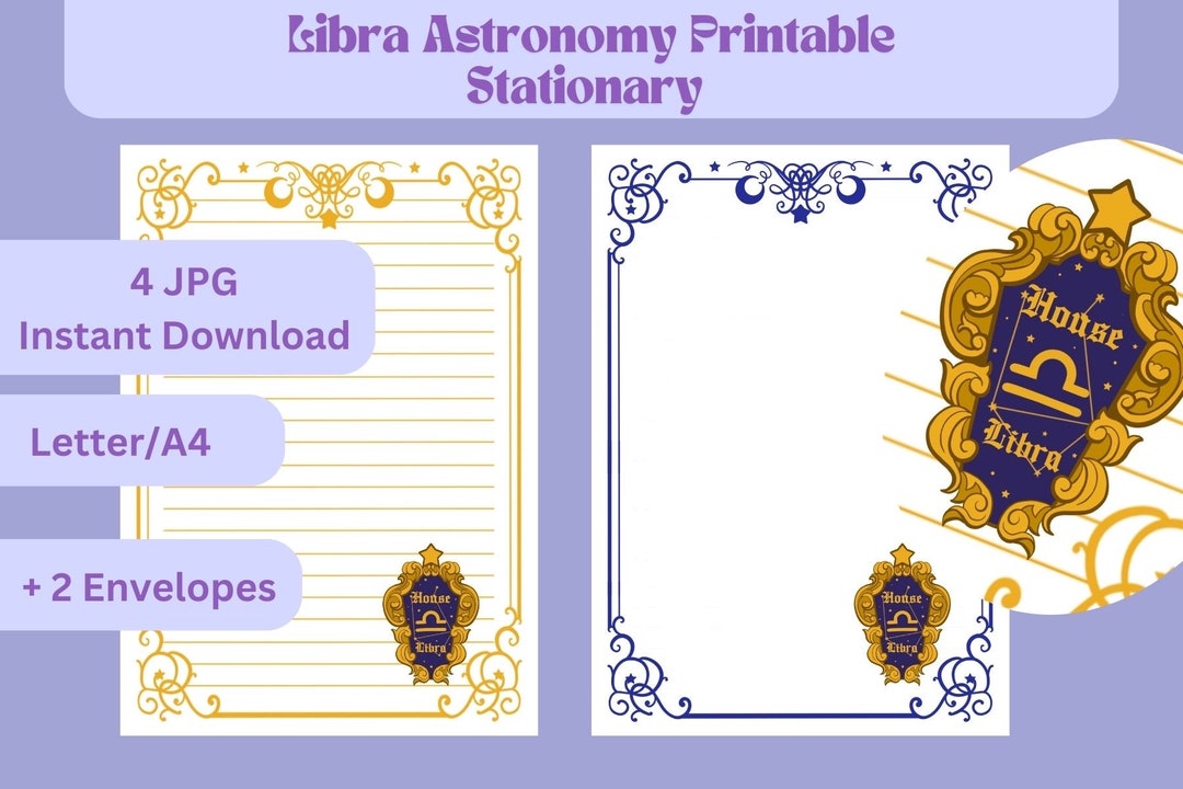Libra Zodiac Sign Astrology Horoscope Printable Stationery /printable ...