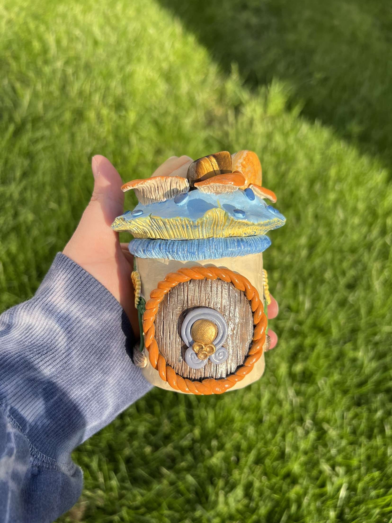 Orange Burst Mushroom House Jar - Etsy