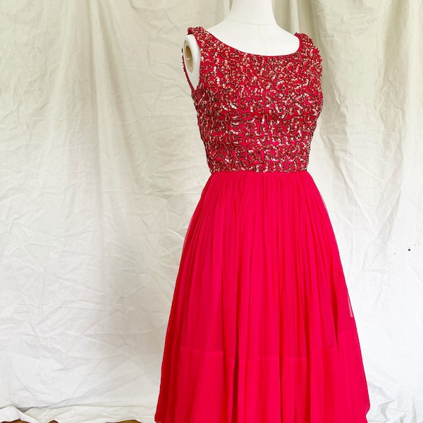 1950s Red Cocktail Dress - Etsy