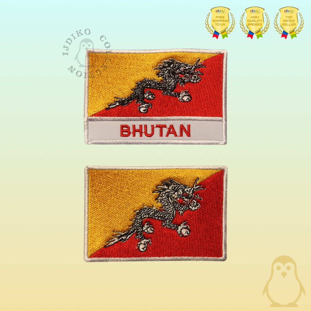 Bhutan National Flag Embroidered Iron on Patch Sew on Badge - Etsy