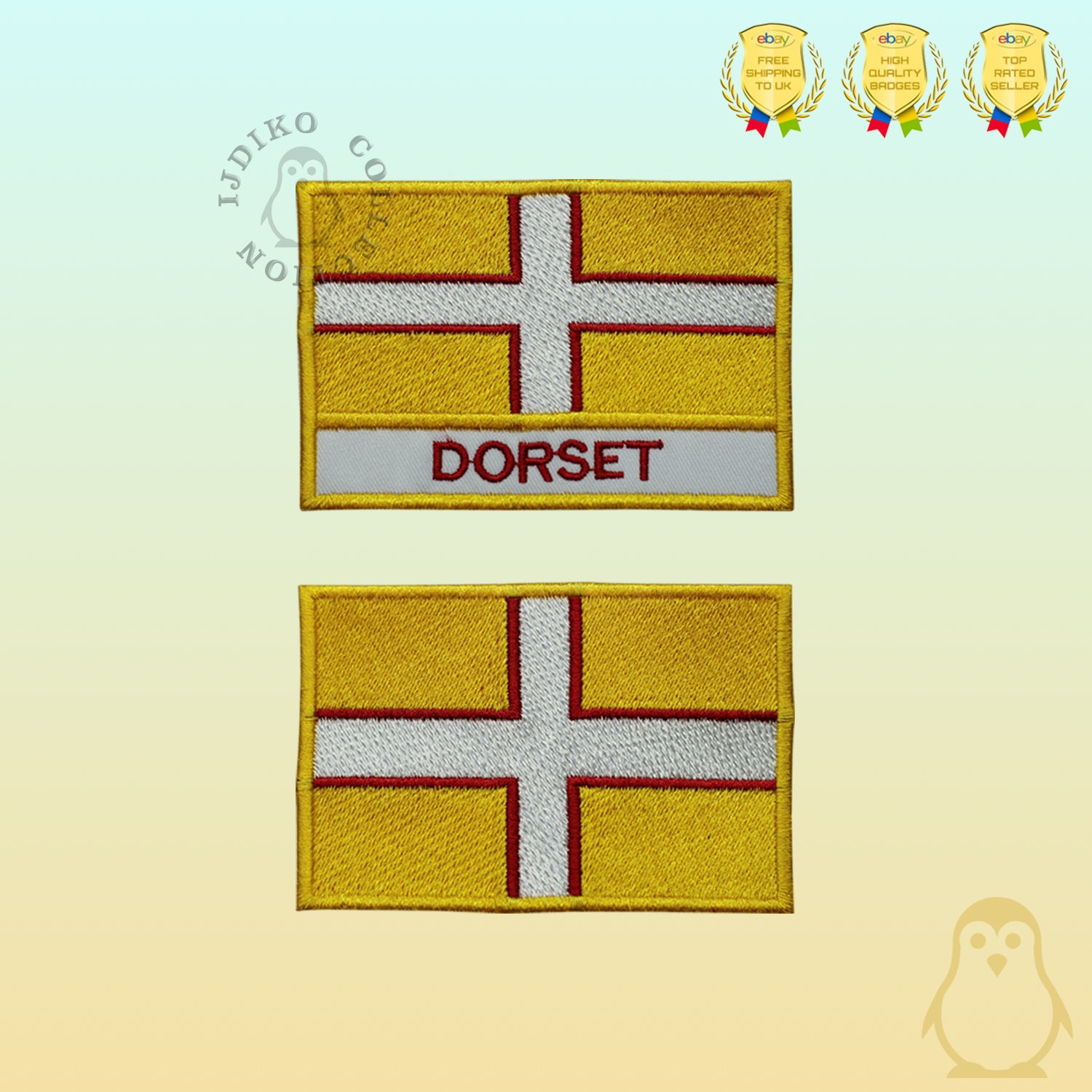 UK DORSET County Flag Embroidered Iron on Patch Sew on Badge Applique ...