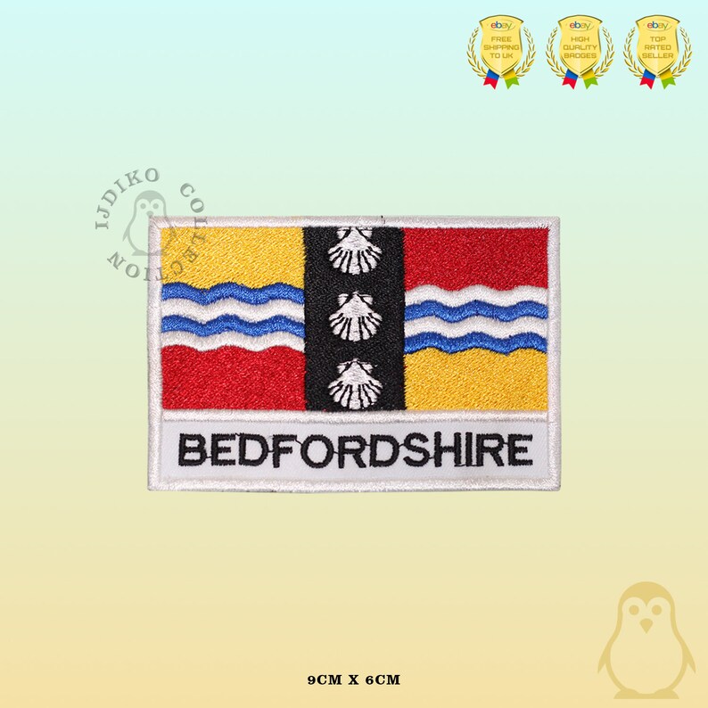 UK BEDFORDSHIRE County Flag Embroidered Iron on Patch Sew on | Etsy