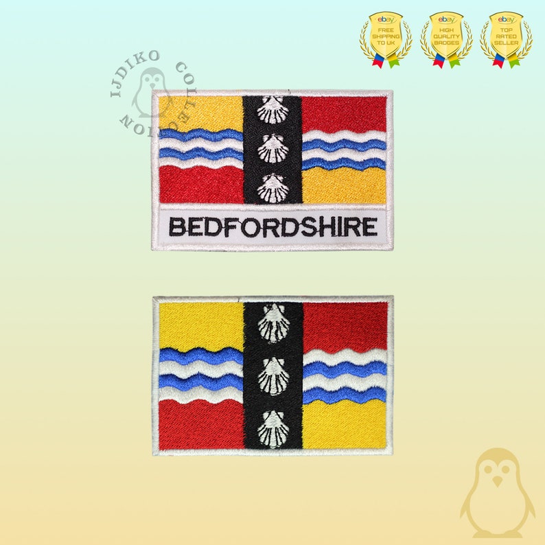 UK BEDFORDSHIRE County Flag Embroidered Iron on Patch Sew on | Etsy