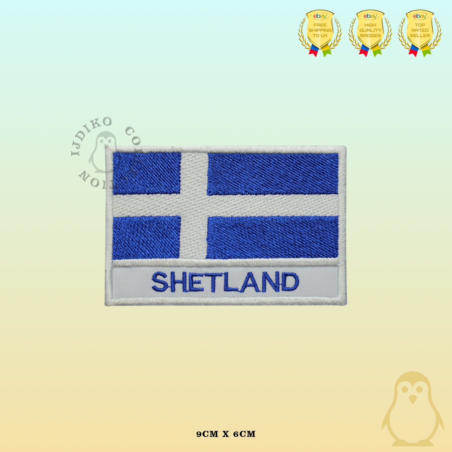 UK SHETLAND County Flag Embroidered Iron on Patch Sew on Badge Applique ...