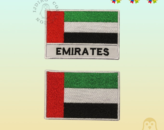 FLAG Patch Iron on Glue Embroidered Applique Emirates Arab United EAU ...