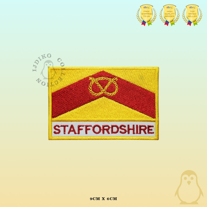 UK STAFFORDSHIRE County Flag Embroidered Iron on Patch Sew on - Etsy
